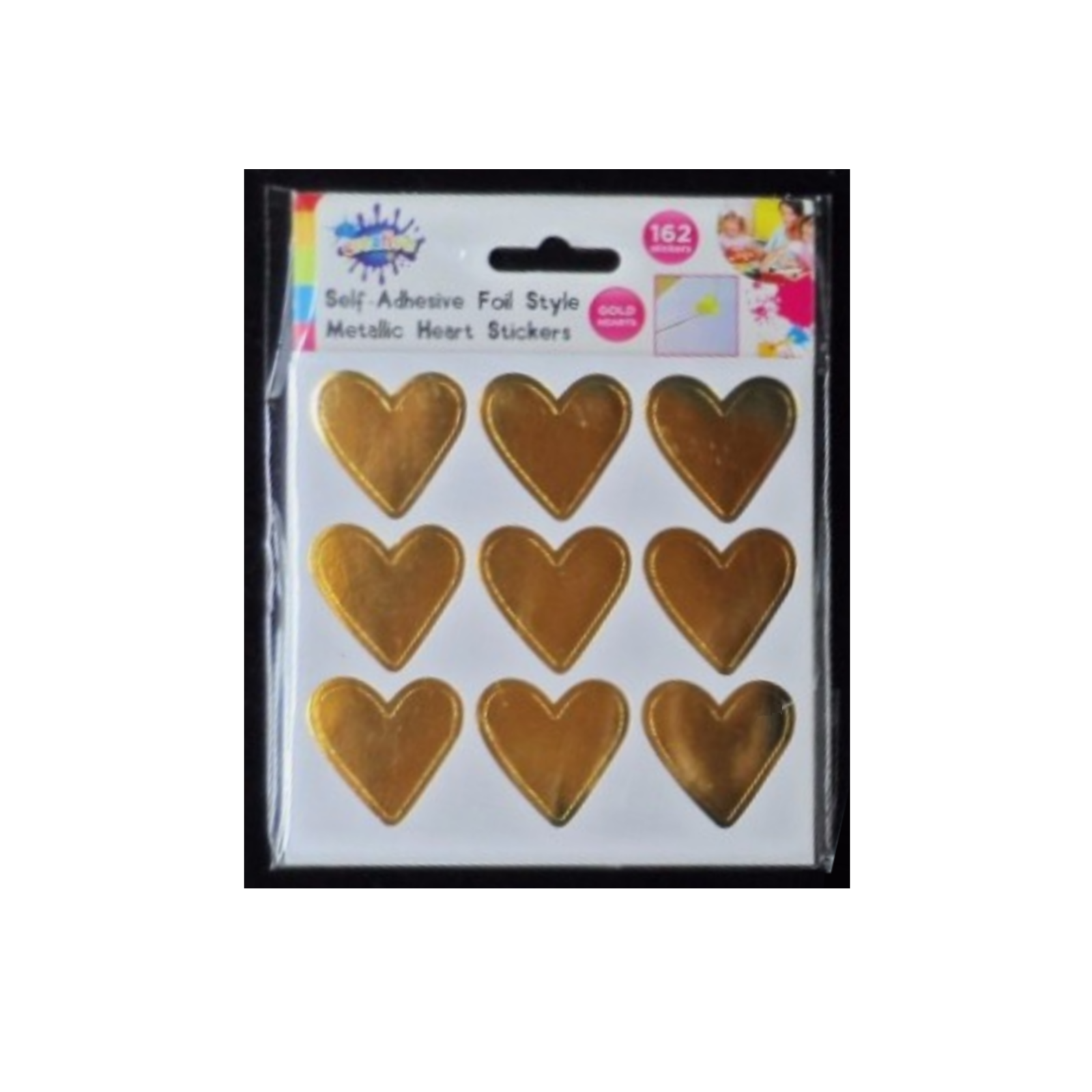 Sticker Gold Metallic Heart Sticker 162 Pack Self adhesive Foil Style ...